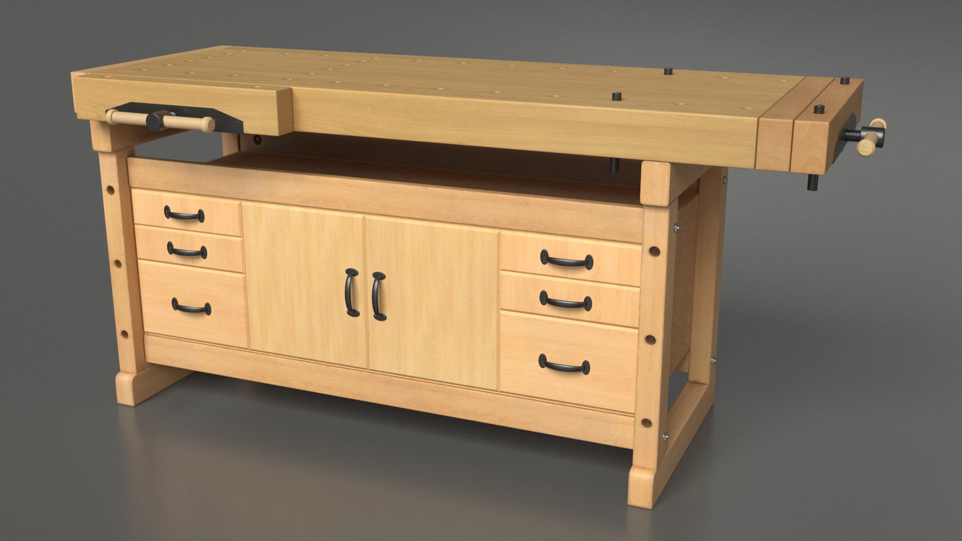 3D Workbench With Drawers And Cabinet Model - TurboSquid 2274445