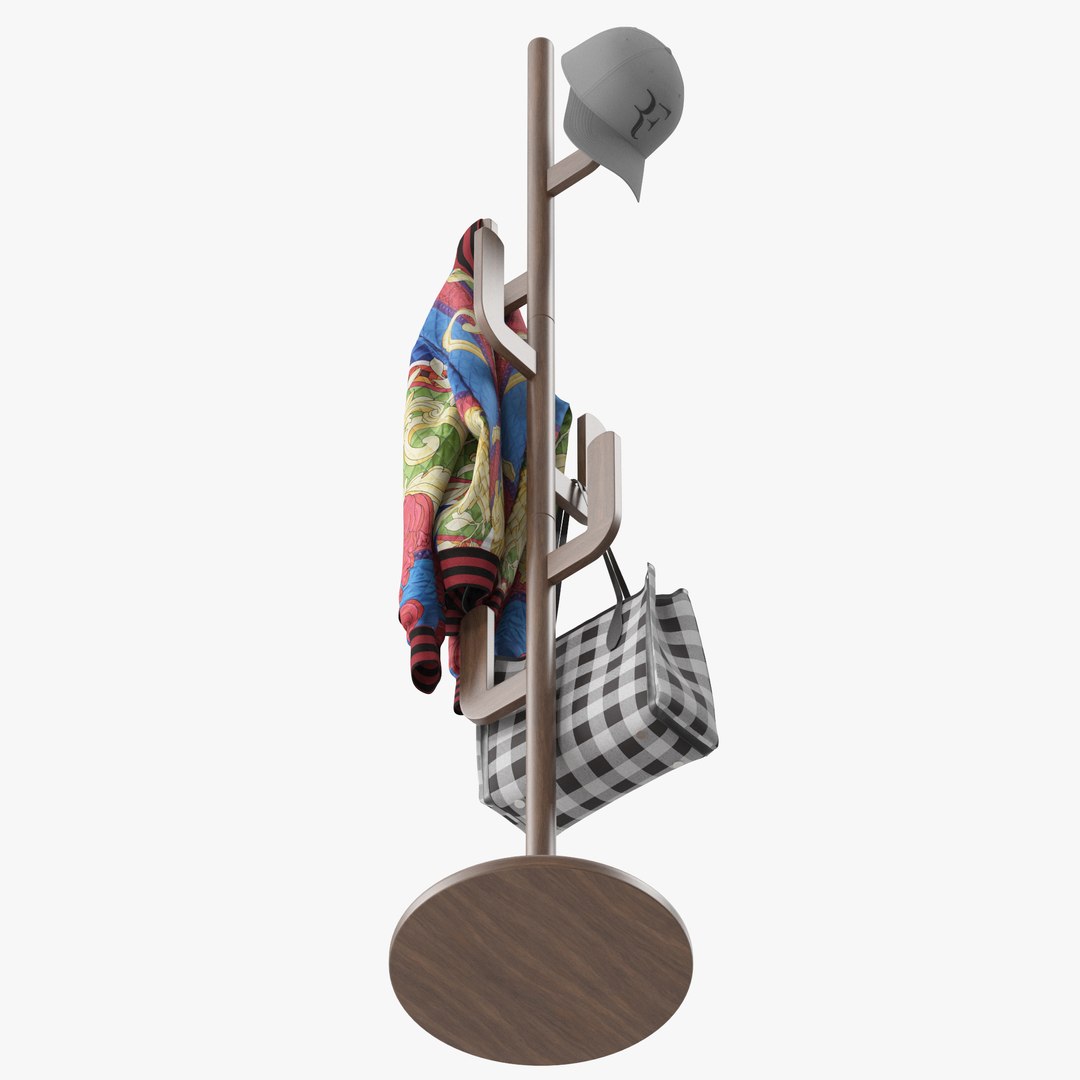 KASLANDI Wood Coat Rack Stand 3D Model - TurboSquid 1794681