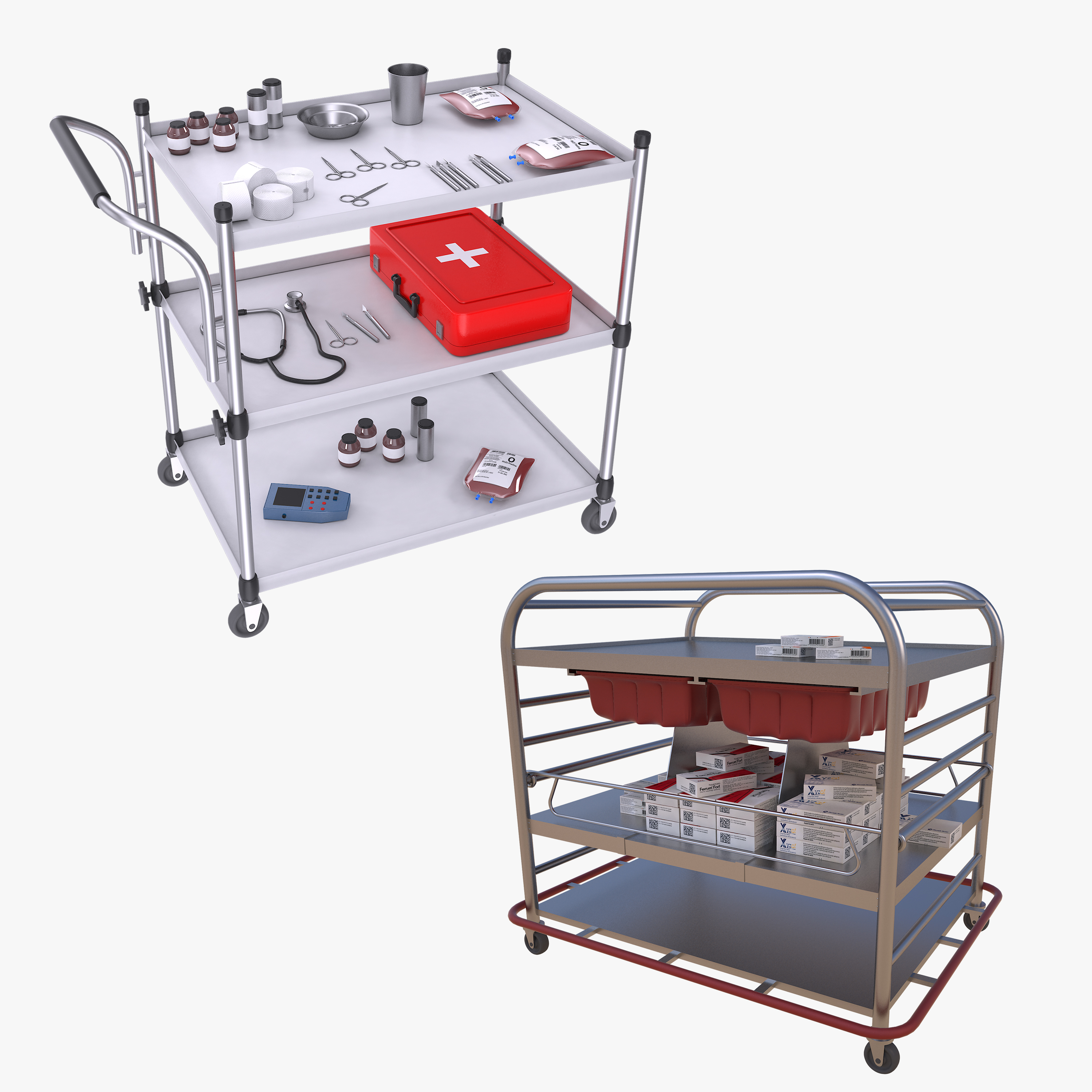 Medical Cart Collection 3D model - TurboSquid 1864620