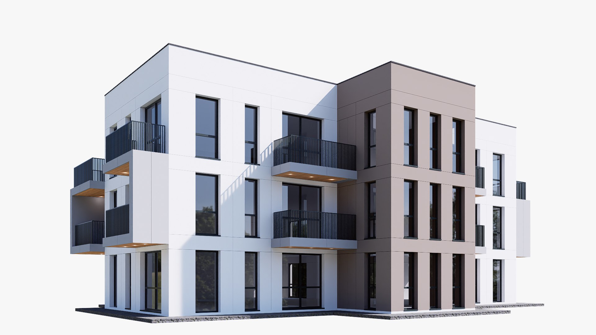 Modern Residential Building Model - TurboSquid 2414544