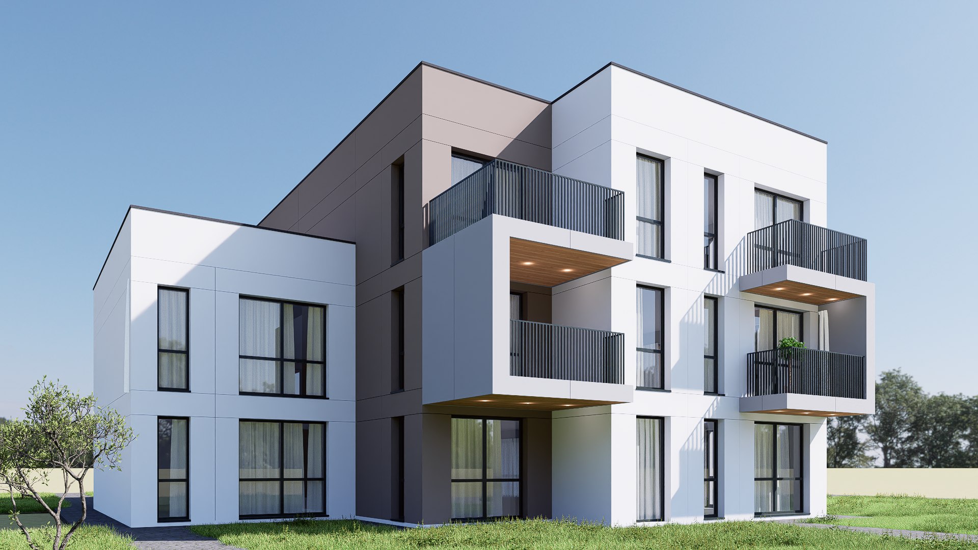 Modern Residential Building Model - TurboSquid 2414544