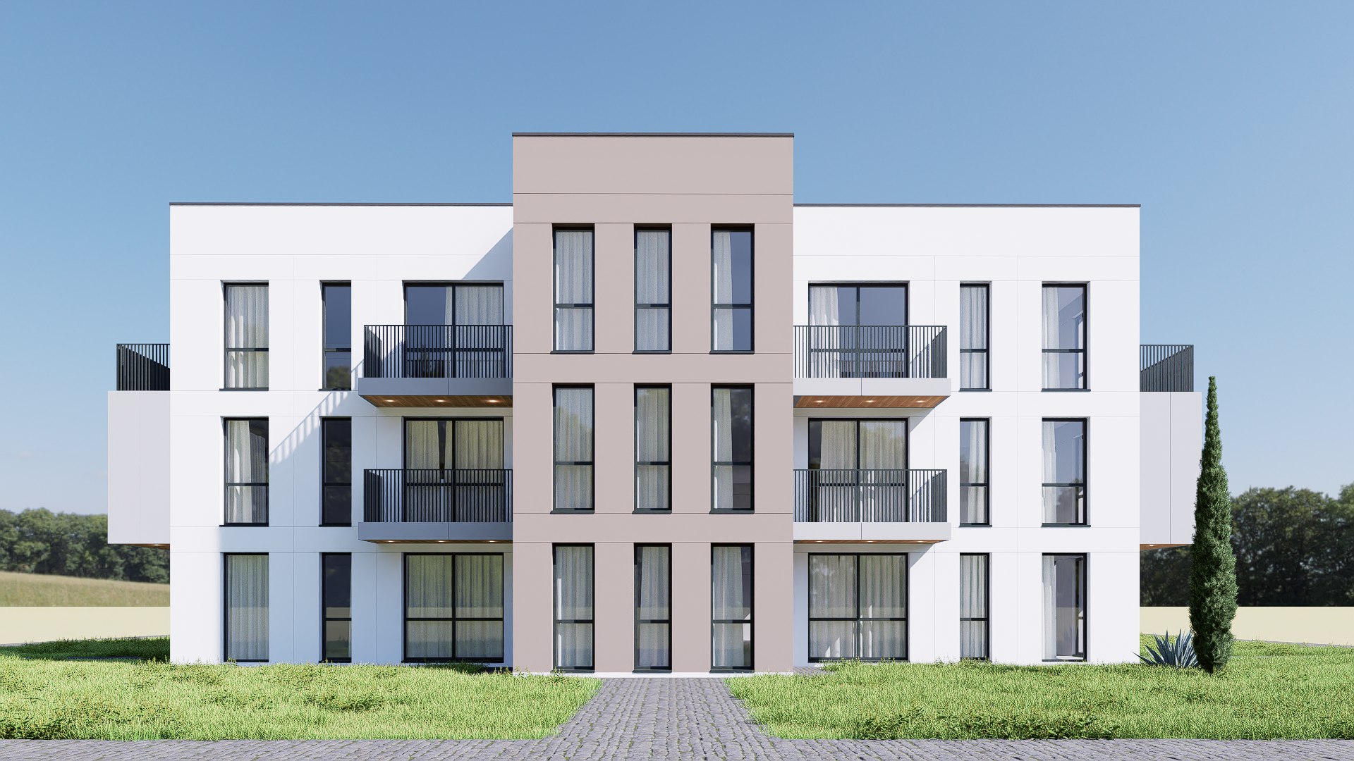 Modern Residential Building Model - TurboSquid 2414544