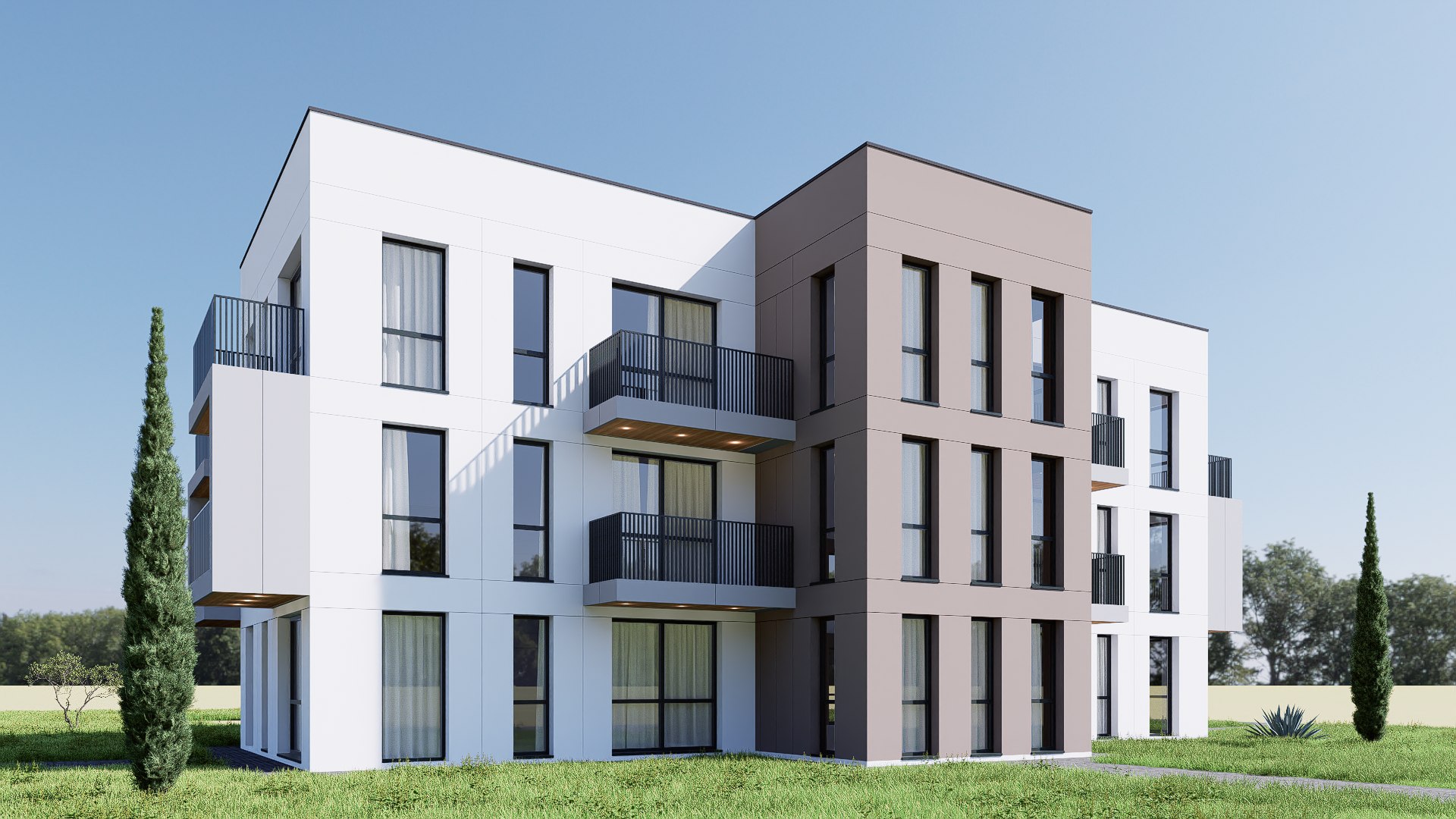 Modern Residential Building Model - TurboSquid 2414544