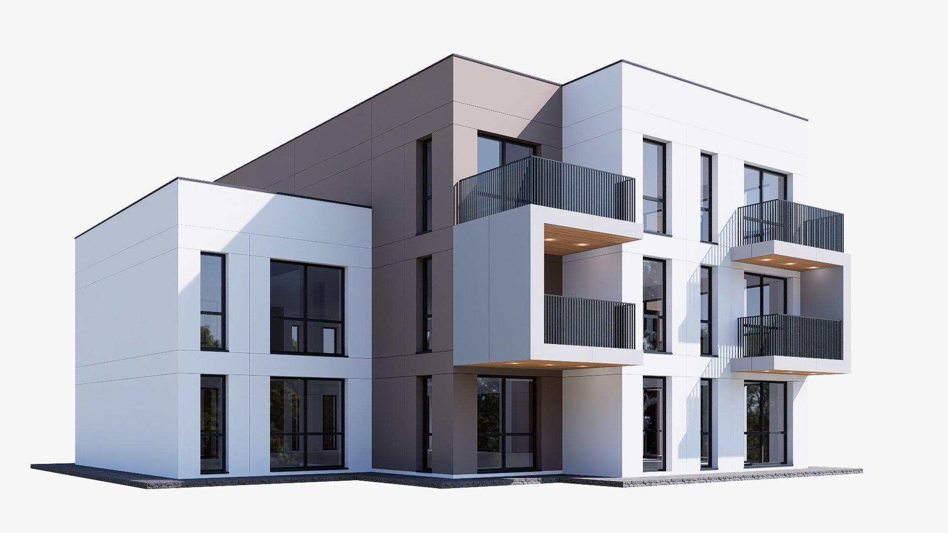 Modern Residential Building Model - TurboSquid 2414544