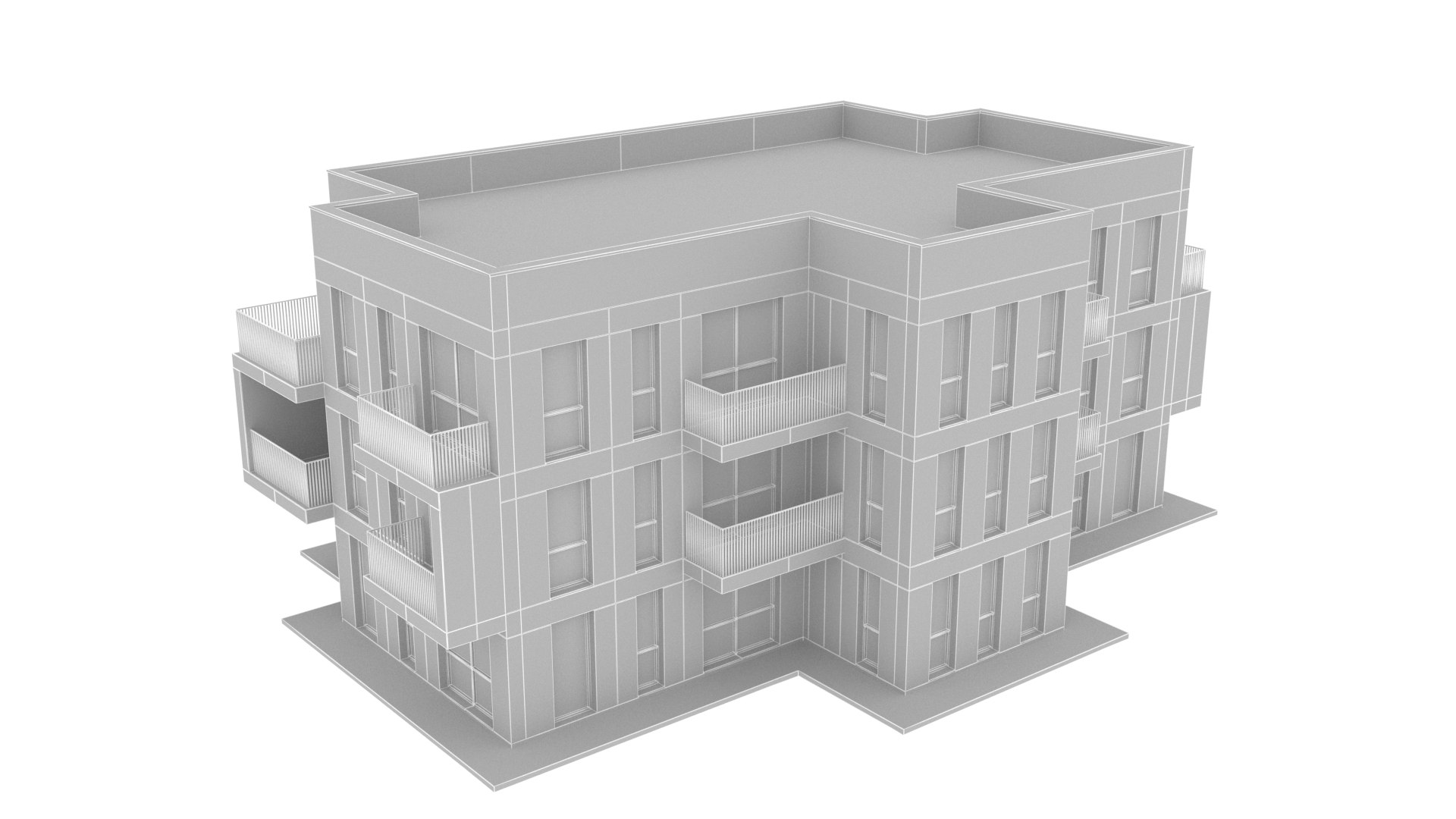 Modern Residential Building Model - TurboSquid 2414544