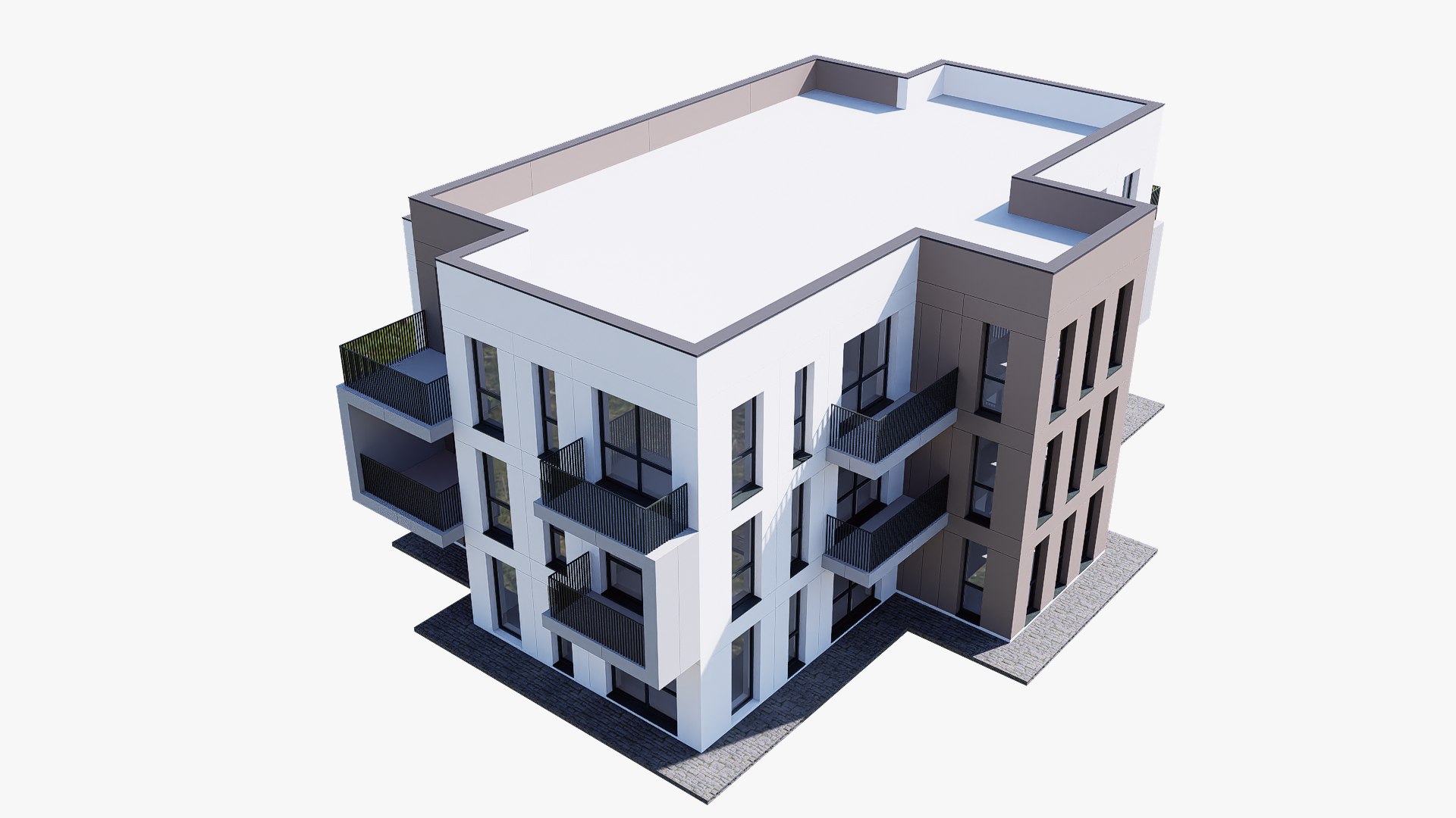 Modern Residential Building Model - TurboSquid 2414544