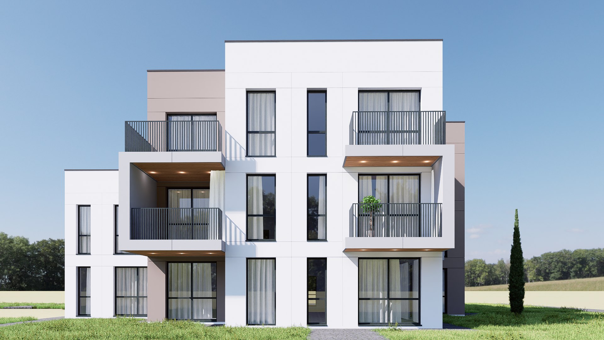 Modern Residential Building Model - TurboSquid 2414544