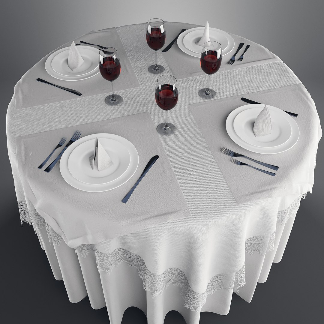 3d Realistic Table Setting Model