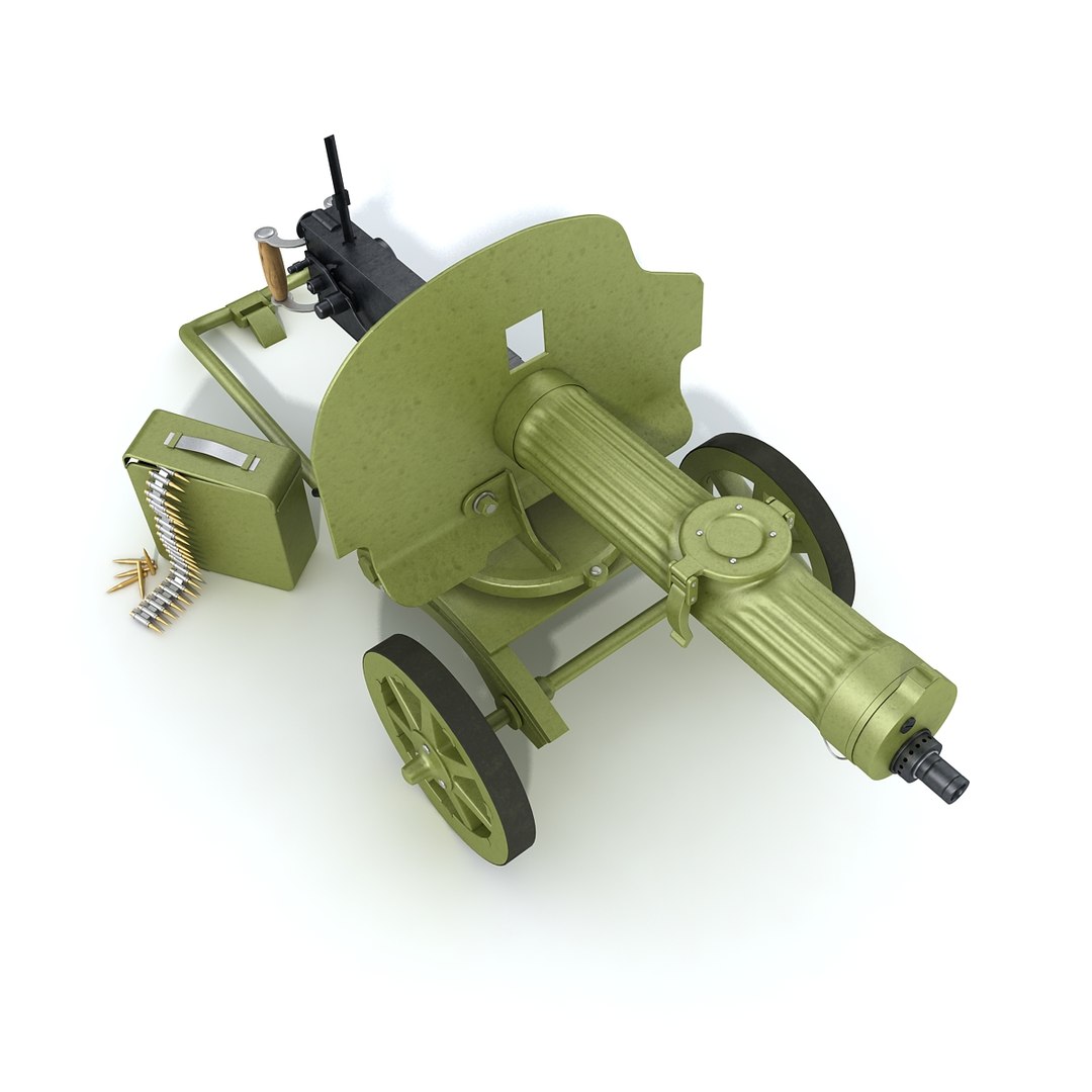 m1910 maxim machine gun 3d max