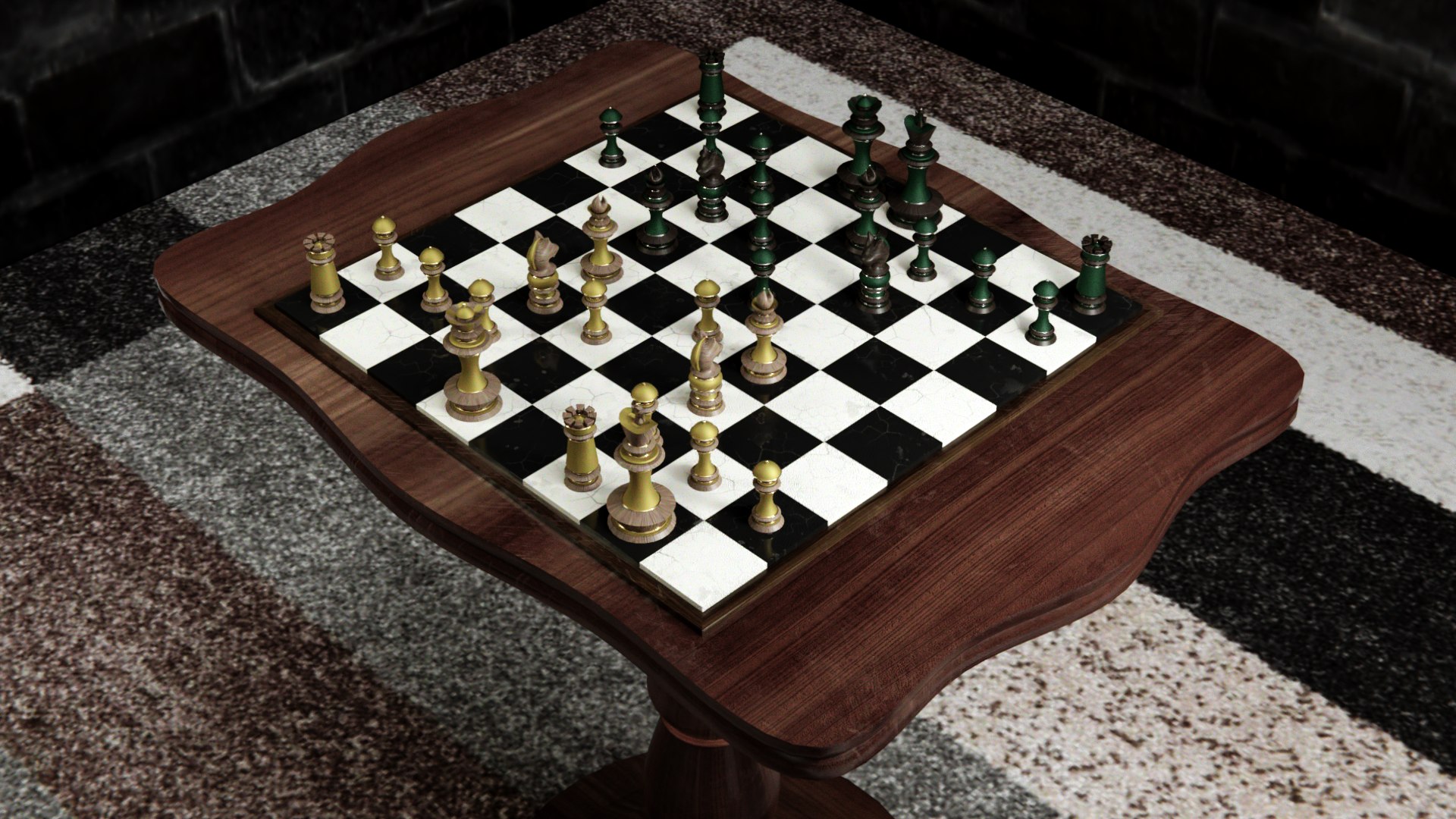 3D Chess Set Table Model - TurboSquid 2013074