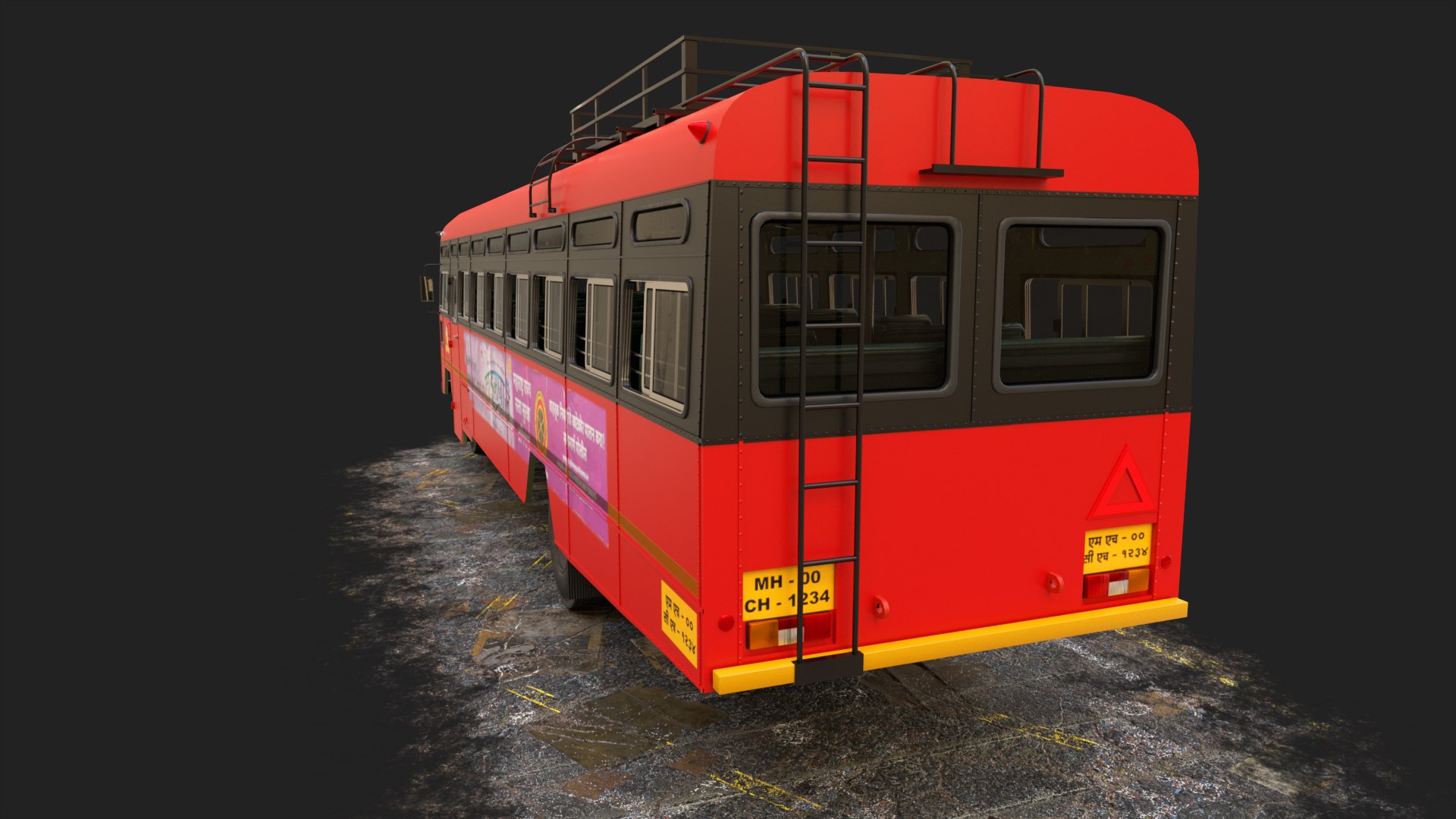 Indian ST Bus V2 Red Black Model - TurboSquid 2286493