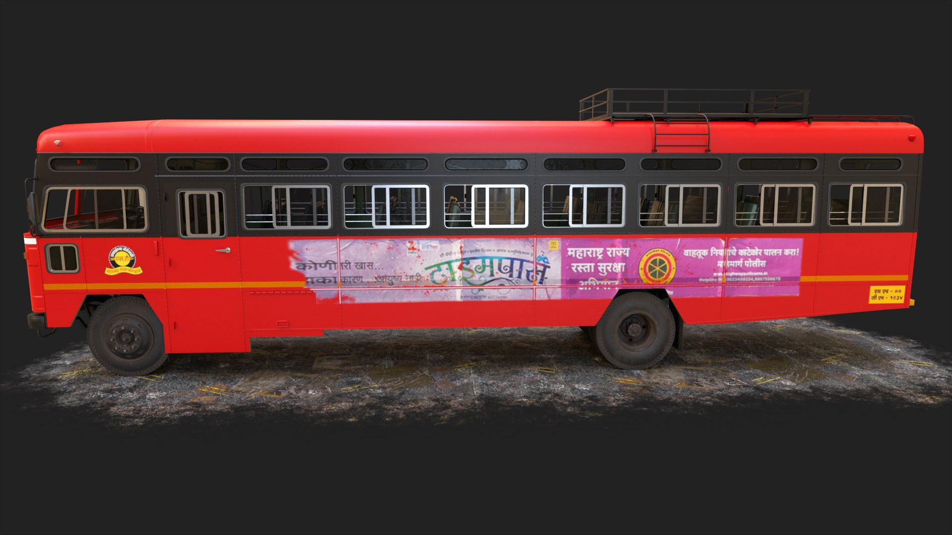 Indian ST Bus V2 Red Black Model - TurboSquid 2286493