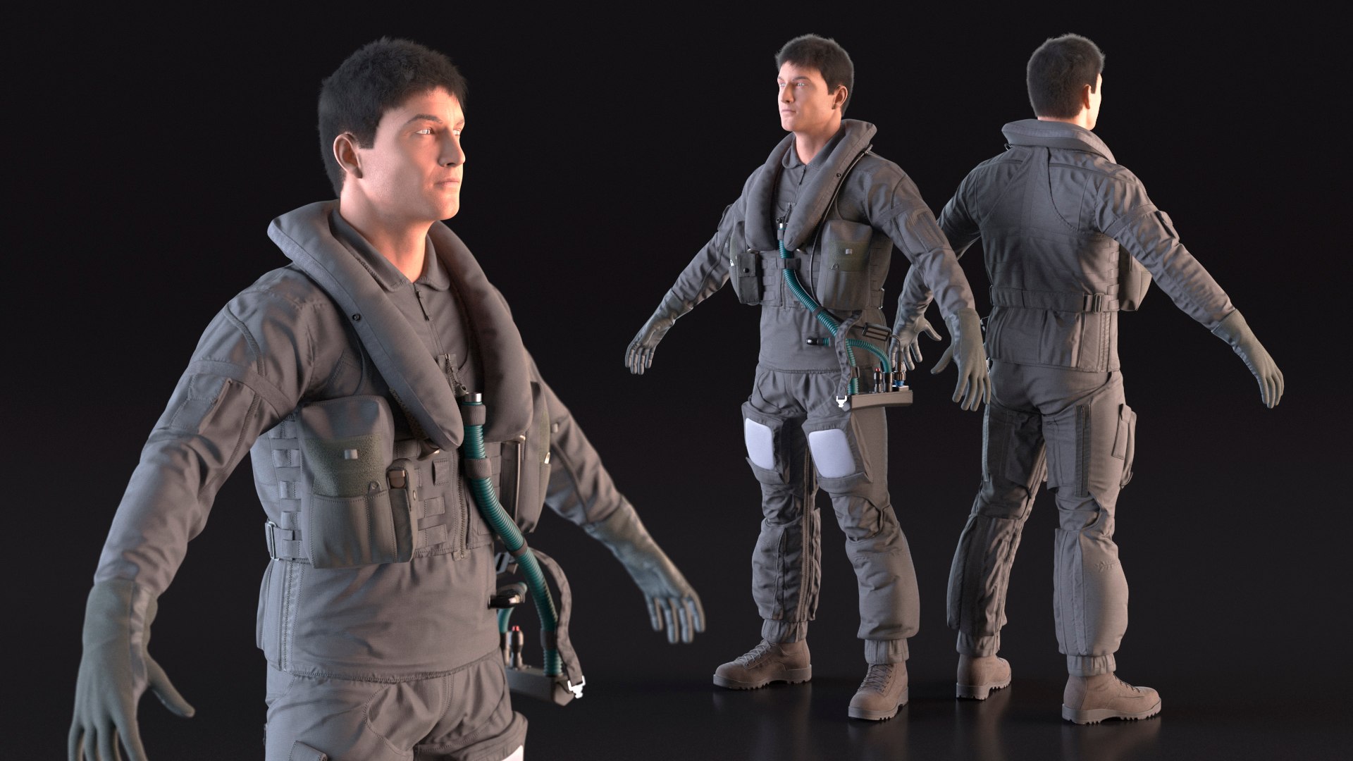 3D Model USAF Pilot A-Pose Fur - TurboSquid 2378791