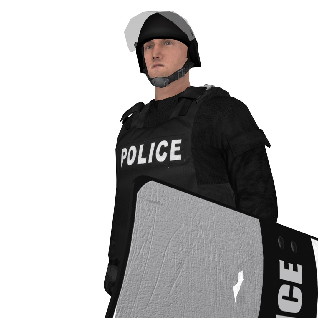 3d rigged riot police officer model