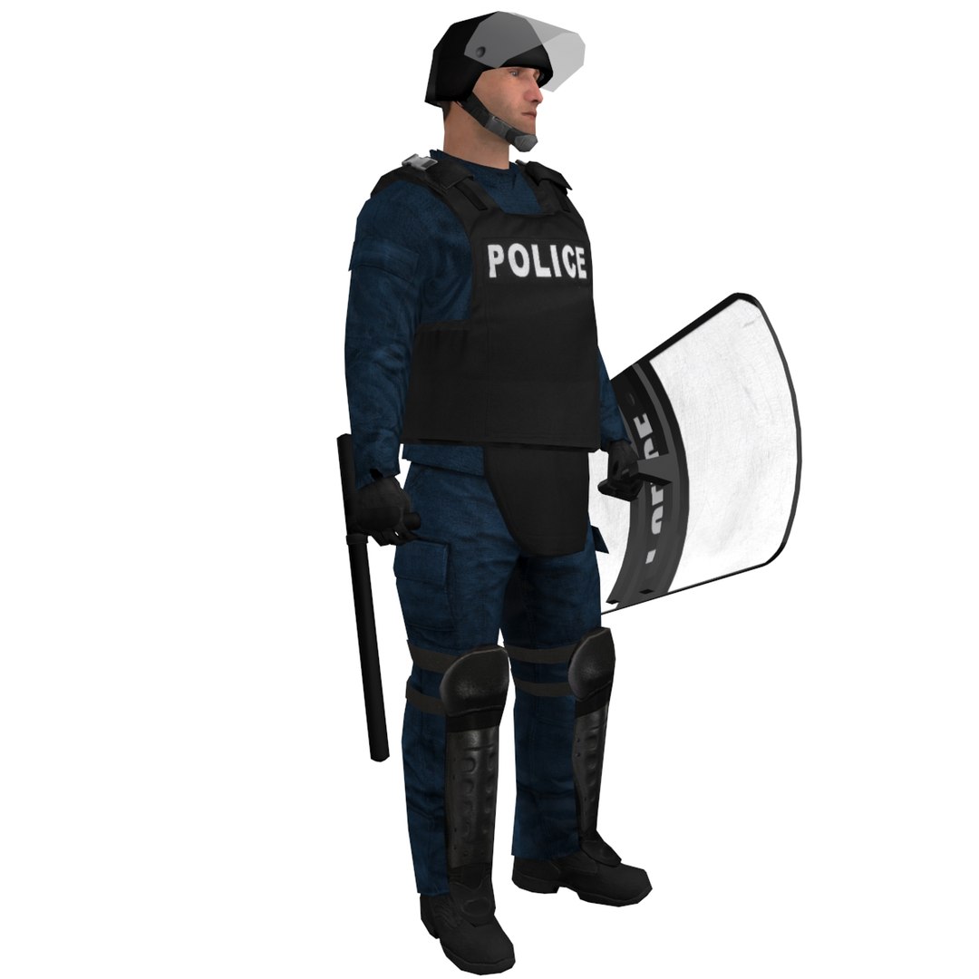3d rigged riot police officer model