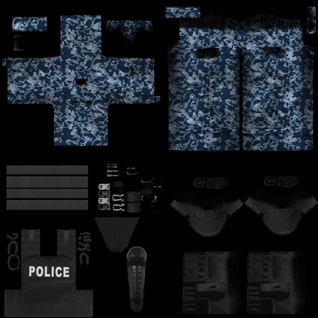 3d rigged riot police officer model
