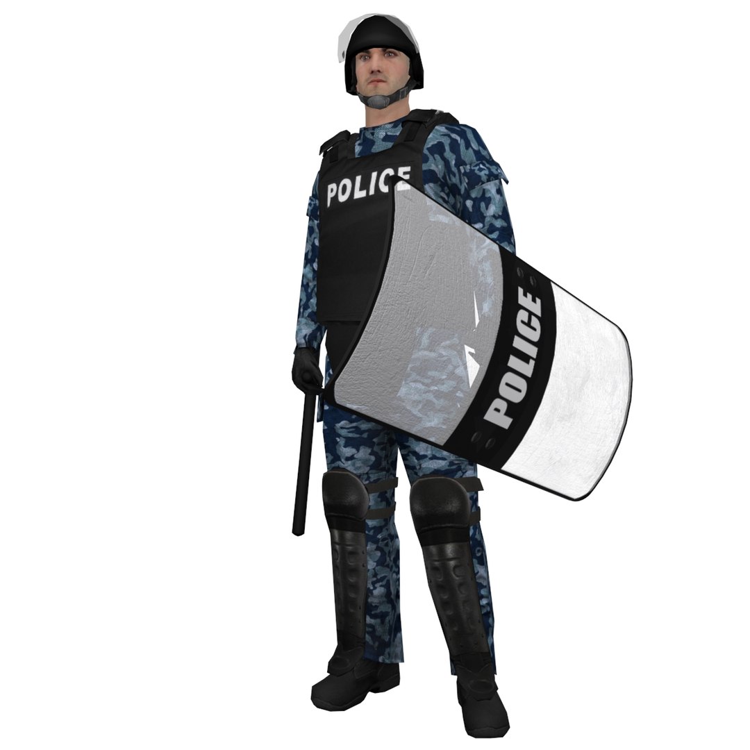3d rigged riot police officer model