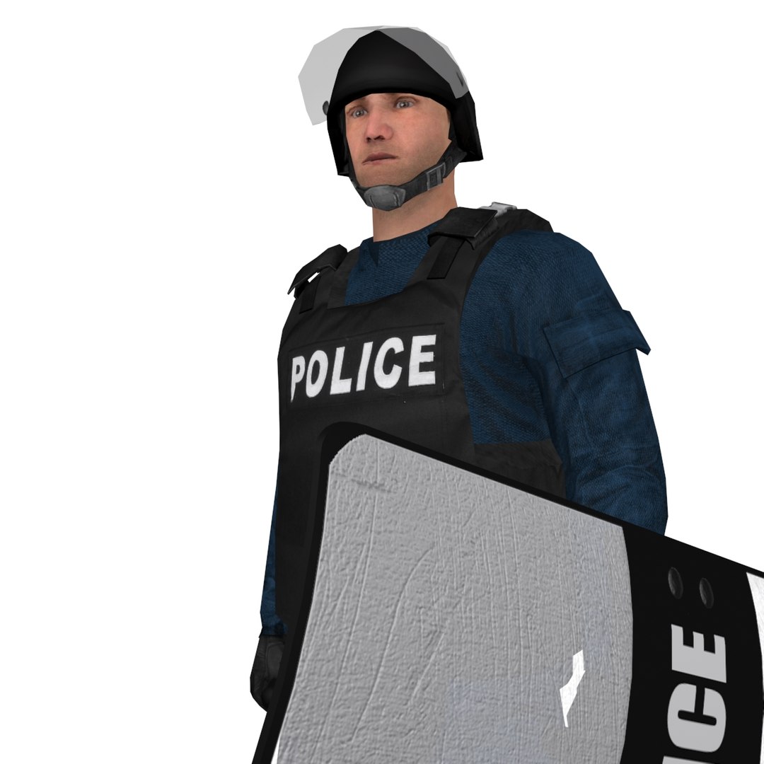 3d rigged riot police officer model