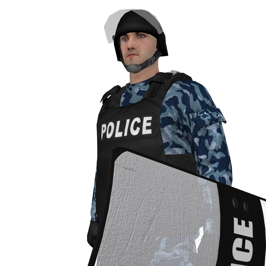3d rigged riot police officer model