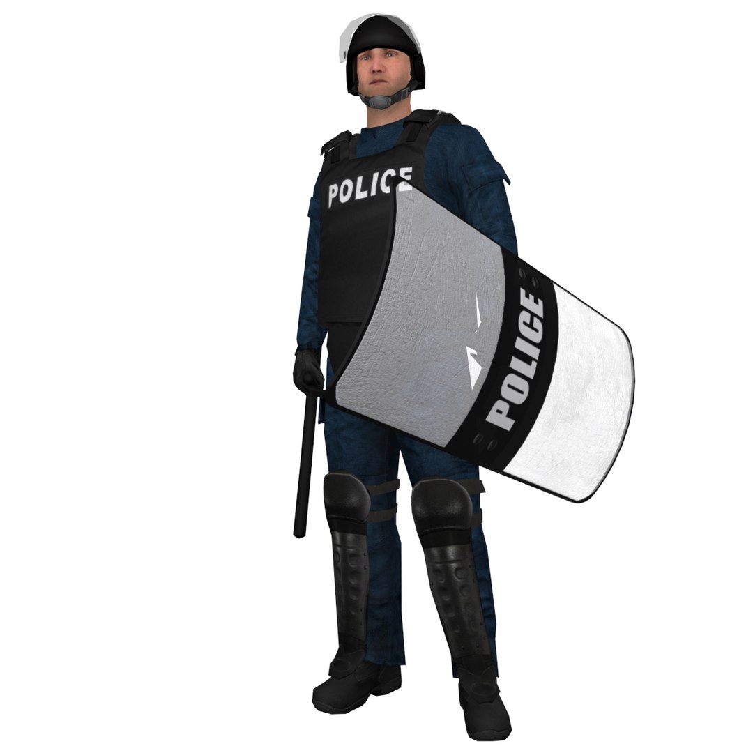 3d rigged riot police officer model