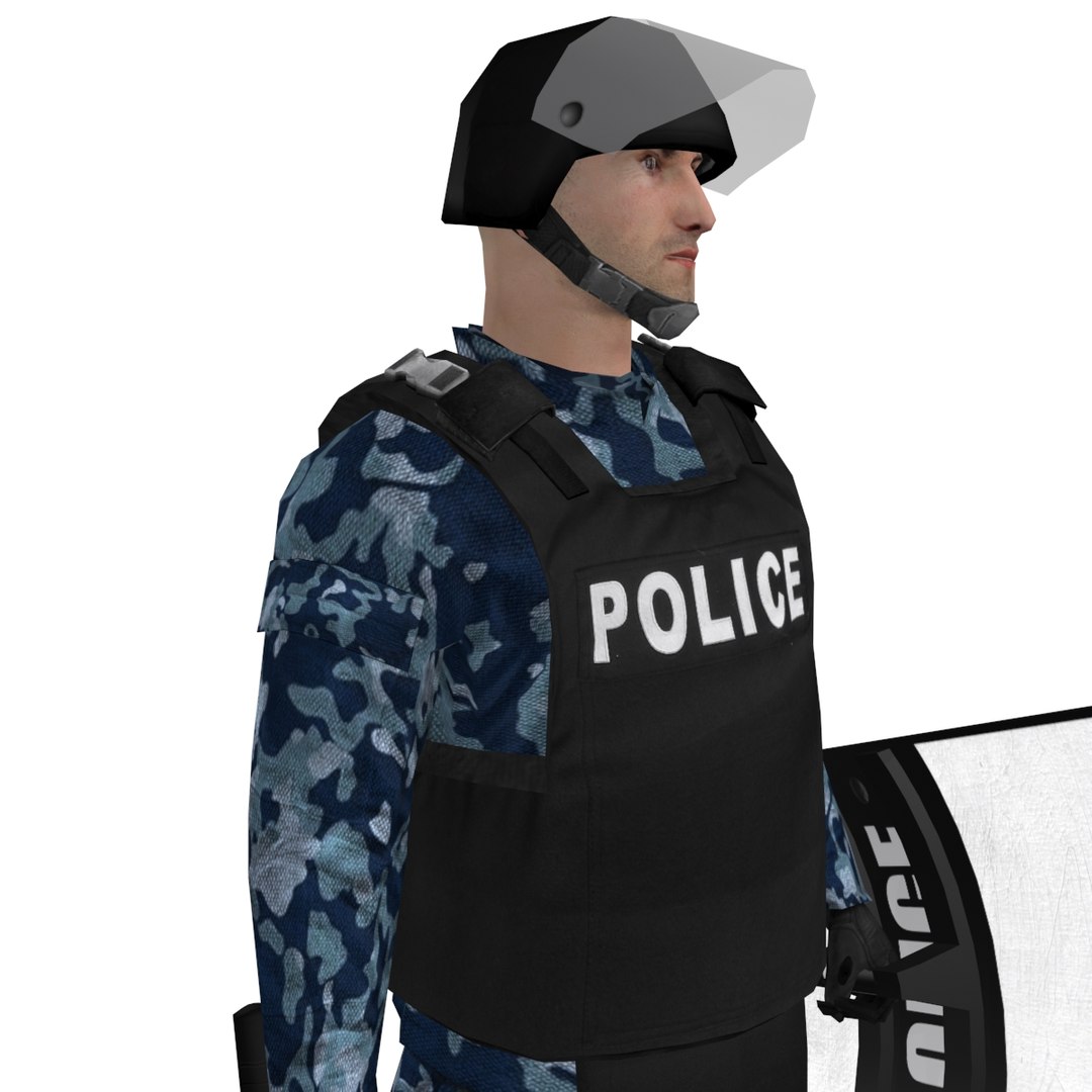 3d rigged riot police officer model