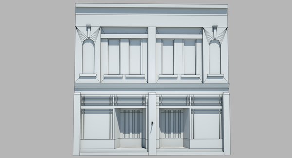 3d model of old style residential building