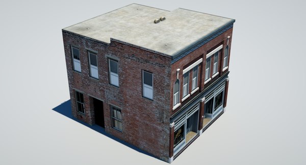 3d model of old style residential building
