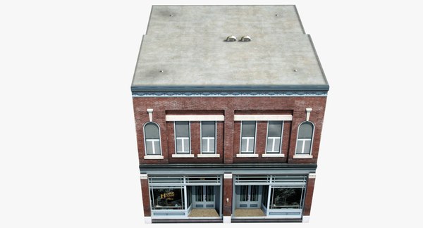 3d model of old style residential building