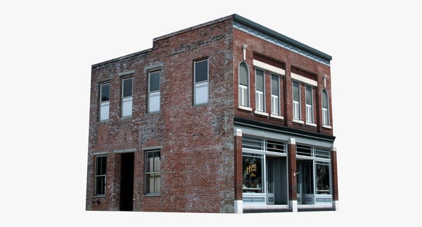 3d model of old style residential building