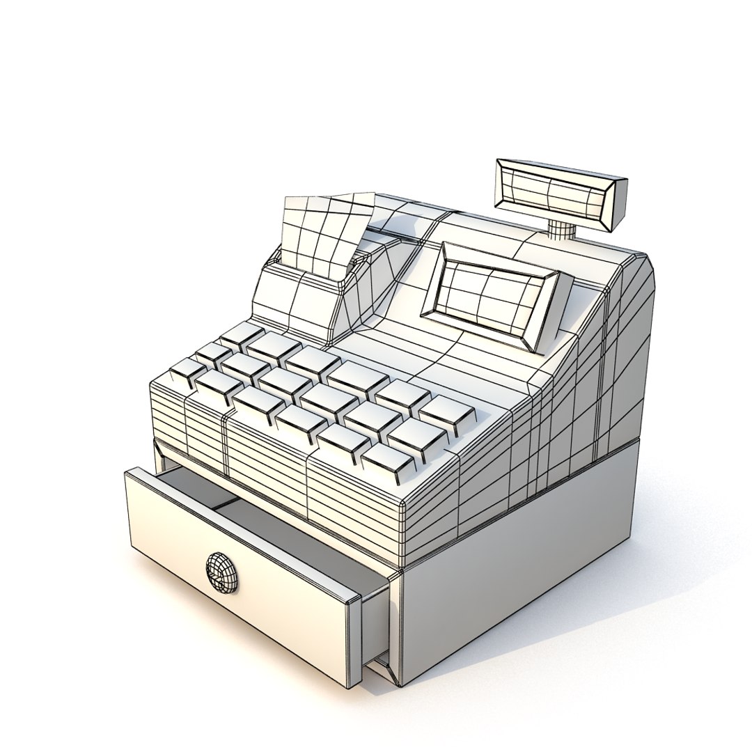 Stylized Cartoon Cash Register Obj