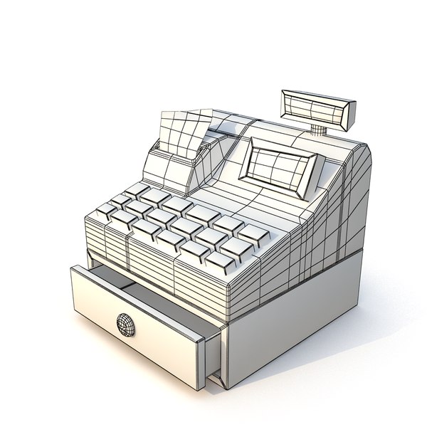 stylized cartoon cash register obj
