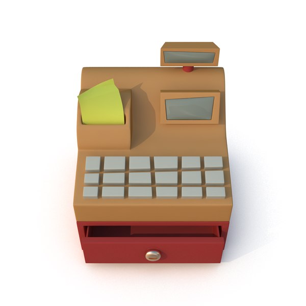 stylized cartoon cash register obj