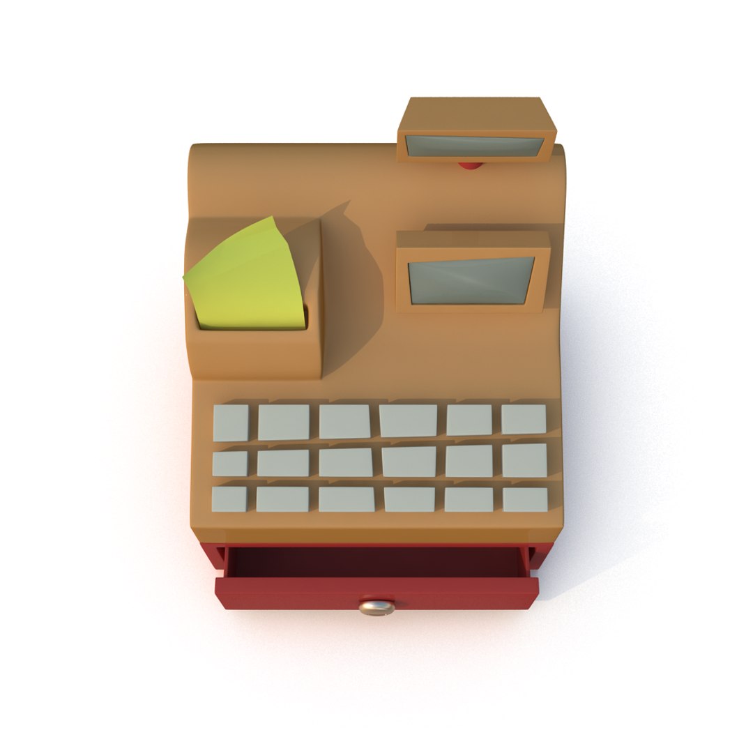 Stylized Cartoon Cash Register Obj