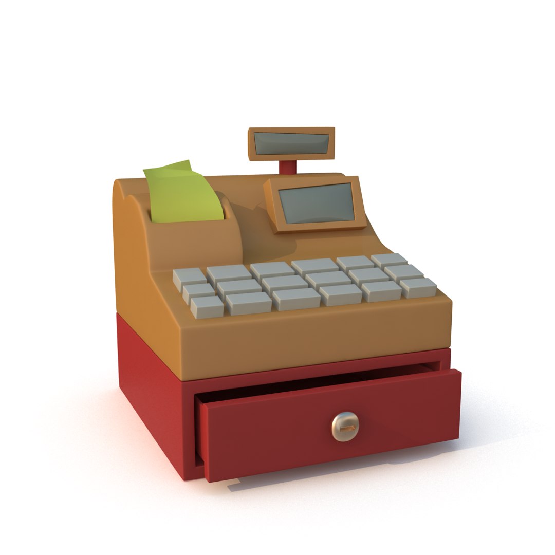 Stylized Cartoon Cash Register Obj