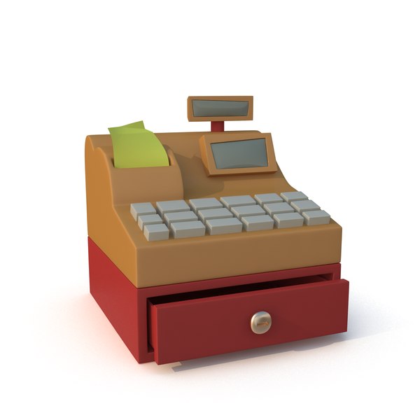 stylized cartoon cash register obj