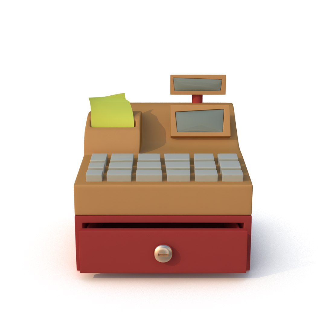 Stylized Cartoon Cash Register Obj