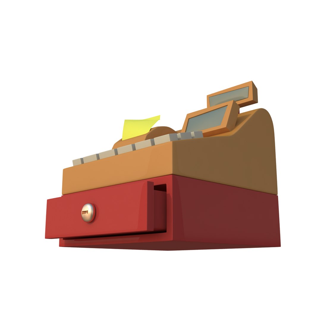 Stylized Cartoon Cash Register Obj
