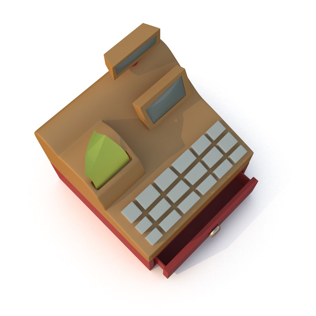 Stylized Cartoon Cash Register Obj