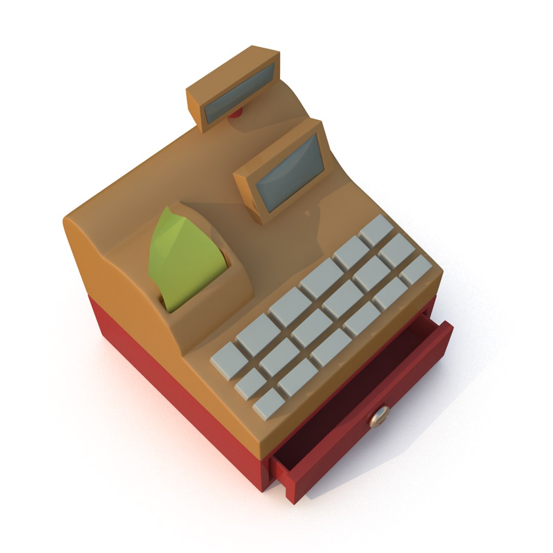 Stylized Cartoon Cash Register Obj