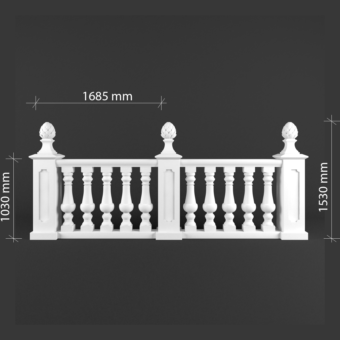 free balustrade 3d model