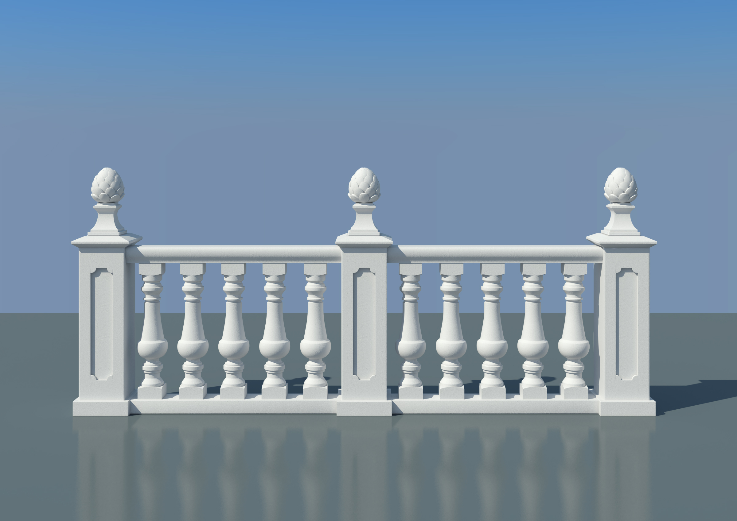 free balustrade 3d model