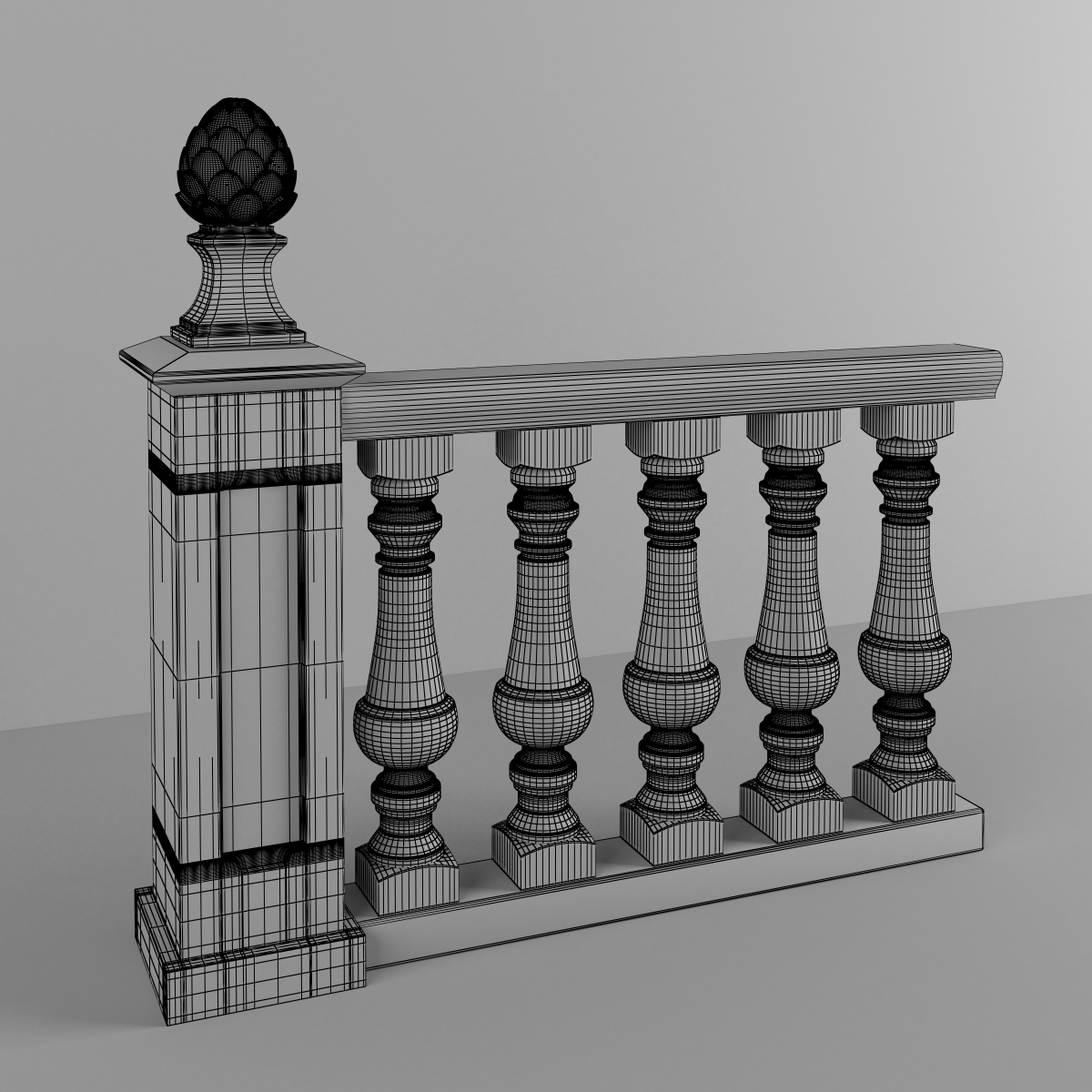 free balustrade 3d model