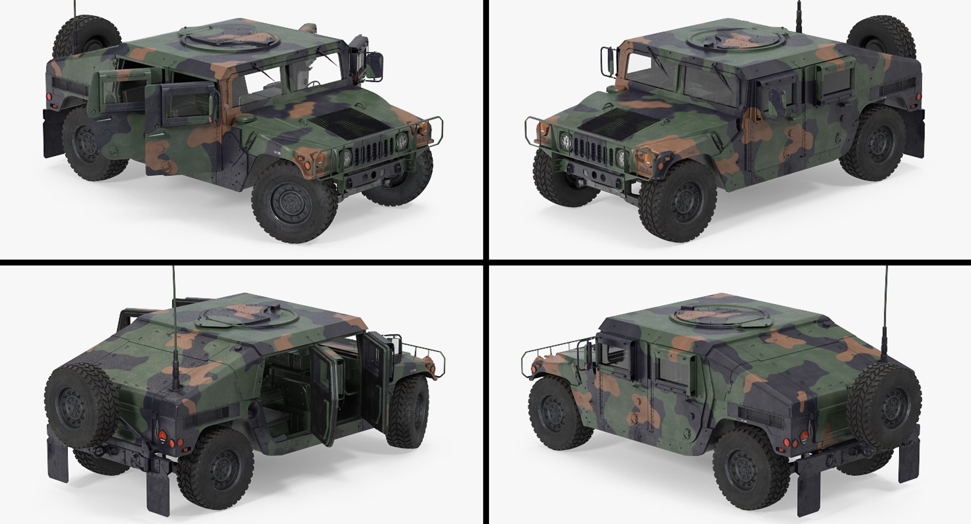3d humvee m1151 rigged camo model