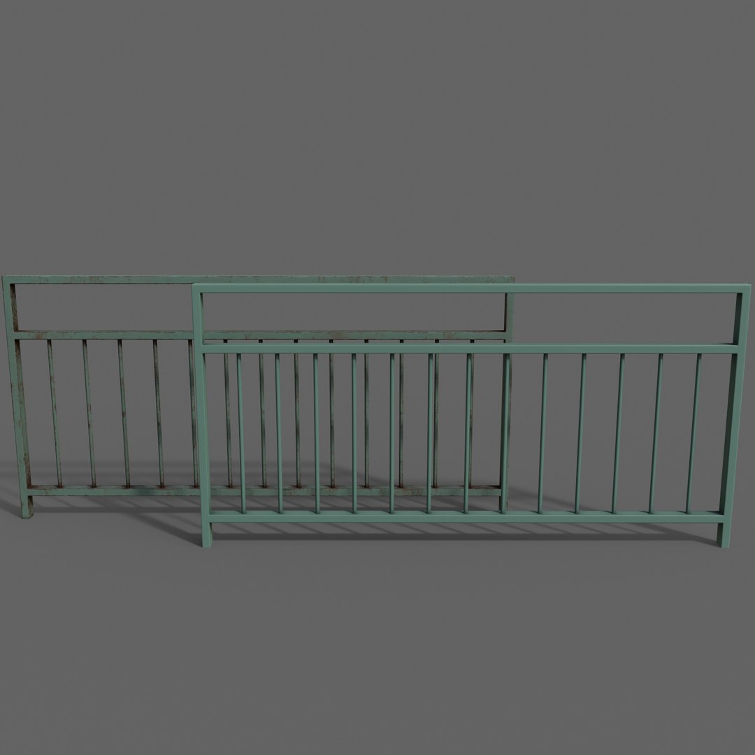 PBR Pedestrian Guard Rail Green V3 3D model - TurboSquid 1867088