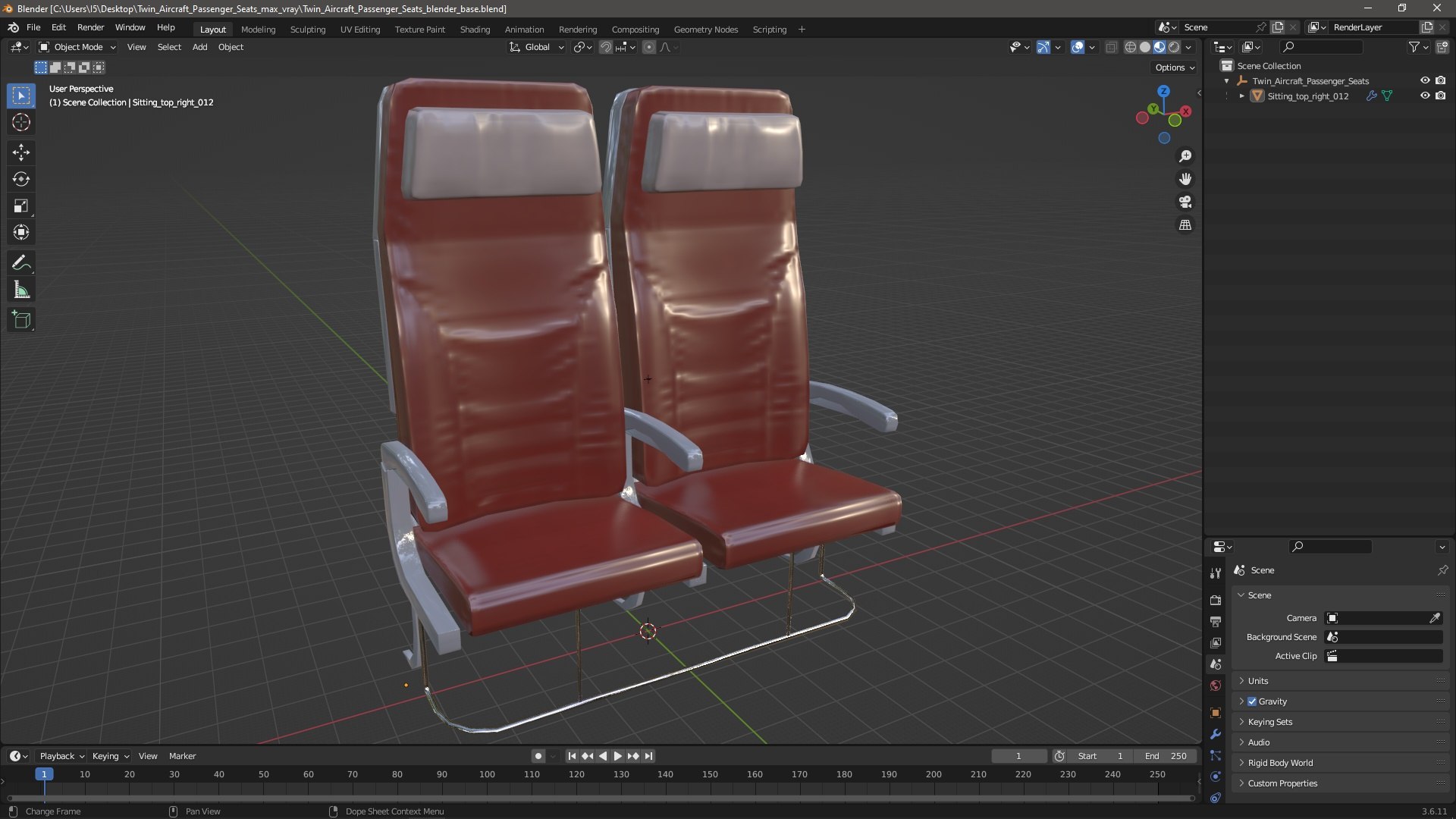 Twin Aircraft Passenger Seats Model - TurboSquid 2339119