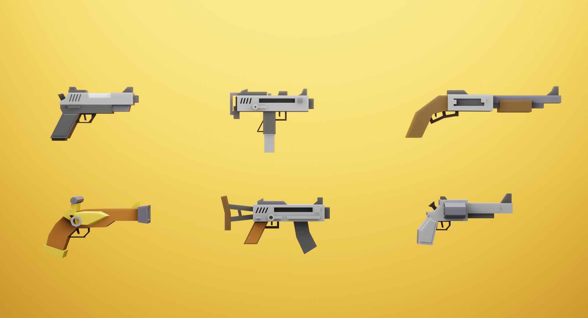 Low Poly Cartoon Weapons Asset Pack 3D Model - TurboSquid 2083831