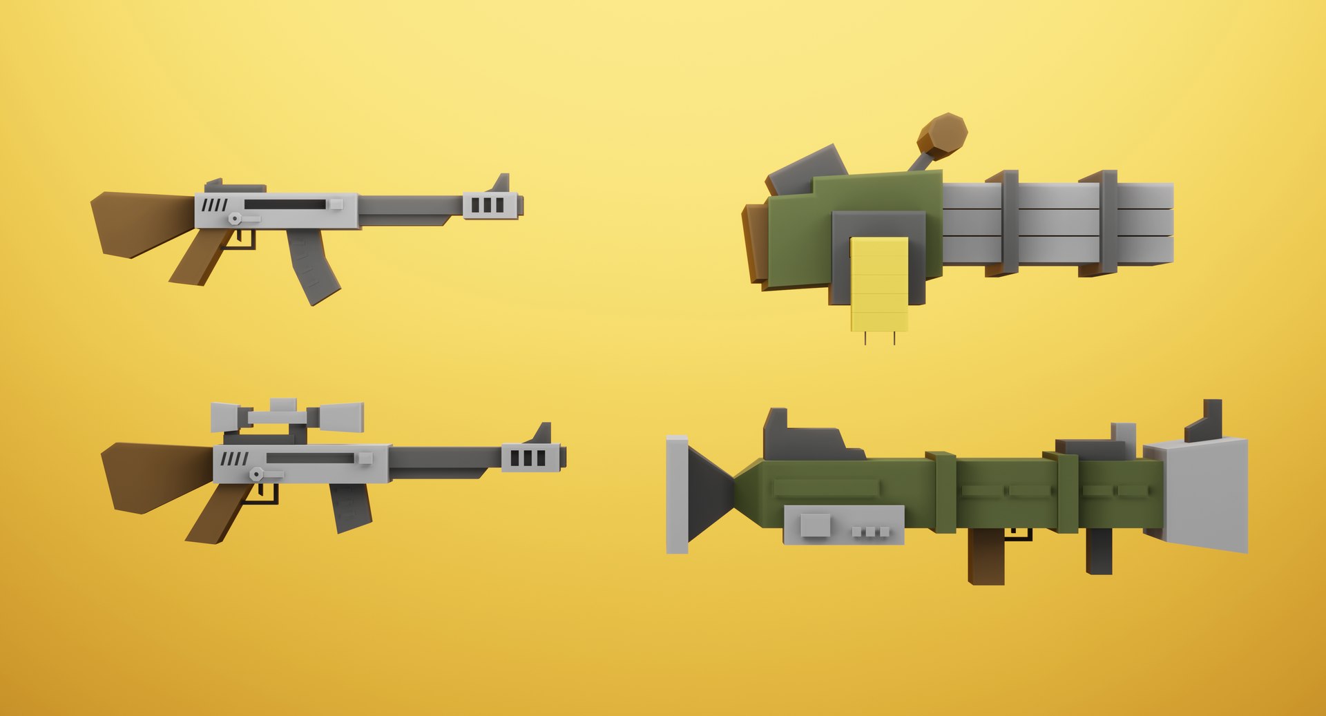 Low Poly Cartoon Weapons Asset Pack 3D Model - TurboSquid 2083831