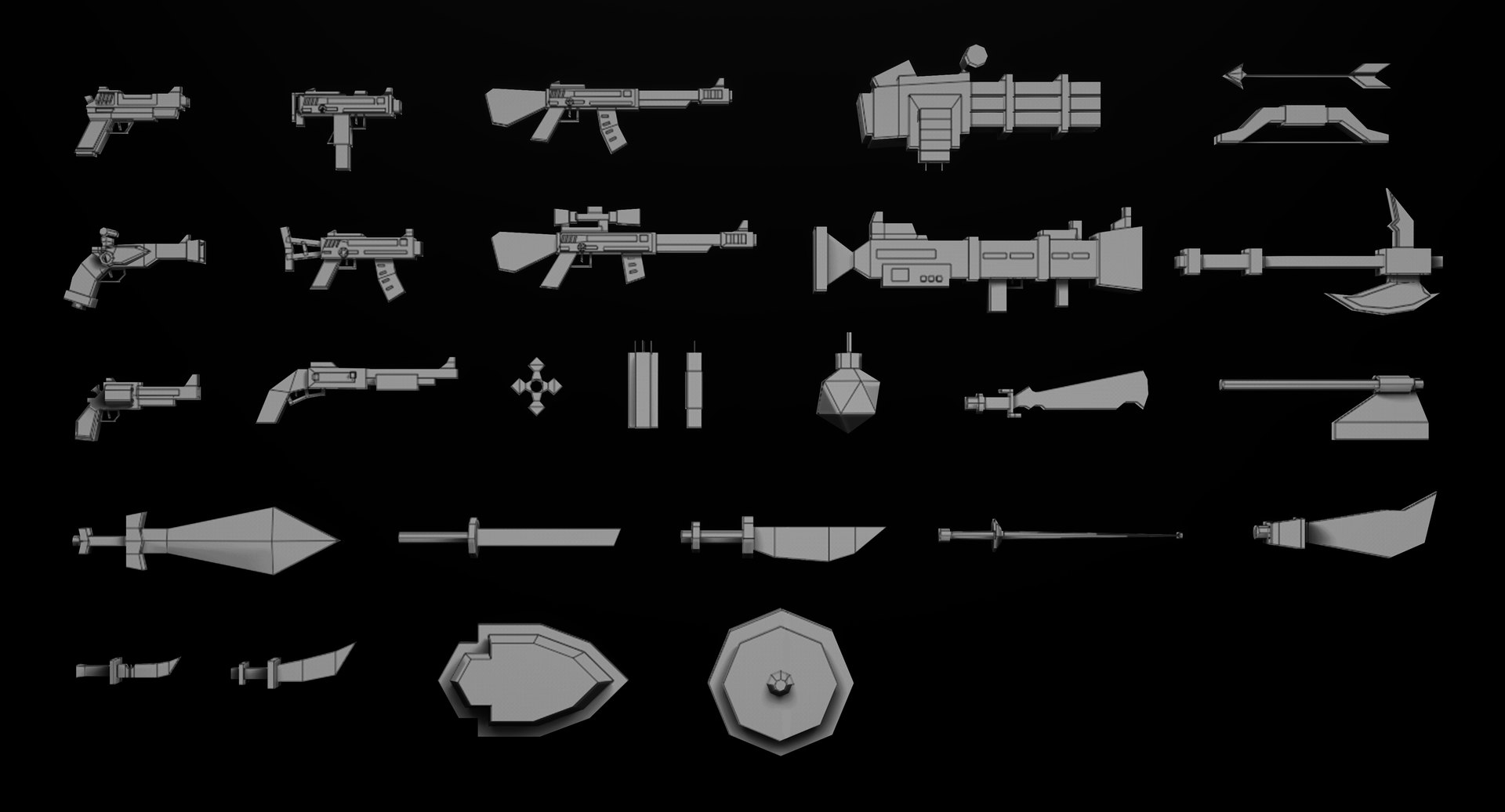 Low Poly Cartoon Weapons Asset Pack 3D Model - TurboSquid 2083831