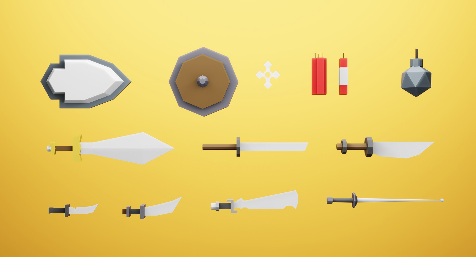 Low Poly Cartoon Weapons Asset Pack 3D Model - TurboSquid 2083831