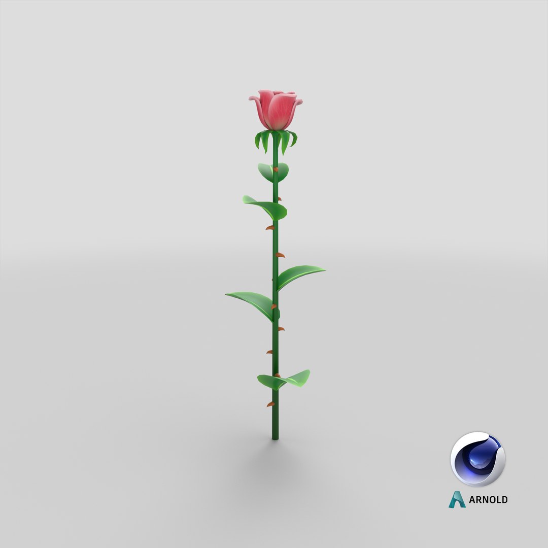 Cartoon Rose Flower 01 3D Model - TurboSquid 2051519